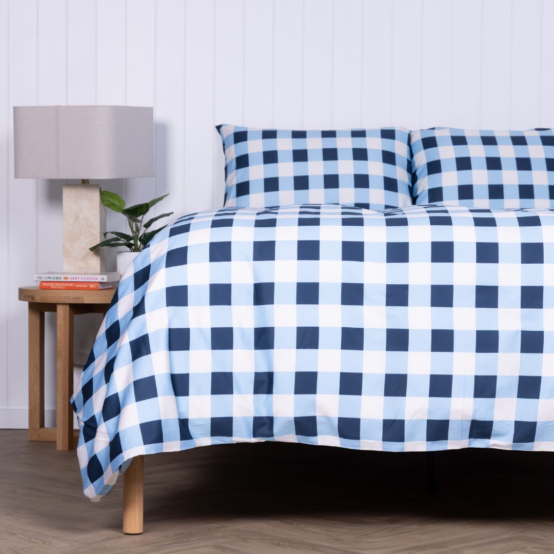 Atlantic Gingham Magnetic Clip & Zip Duvet Cover - The Lad Collective
